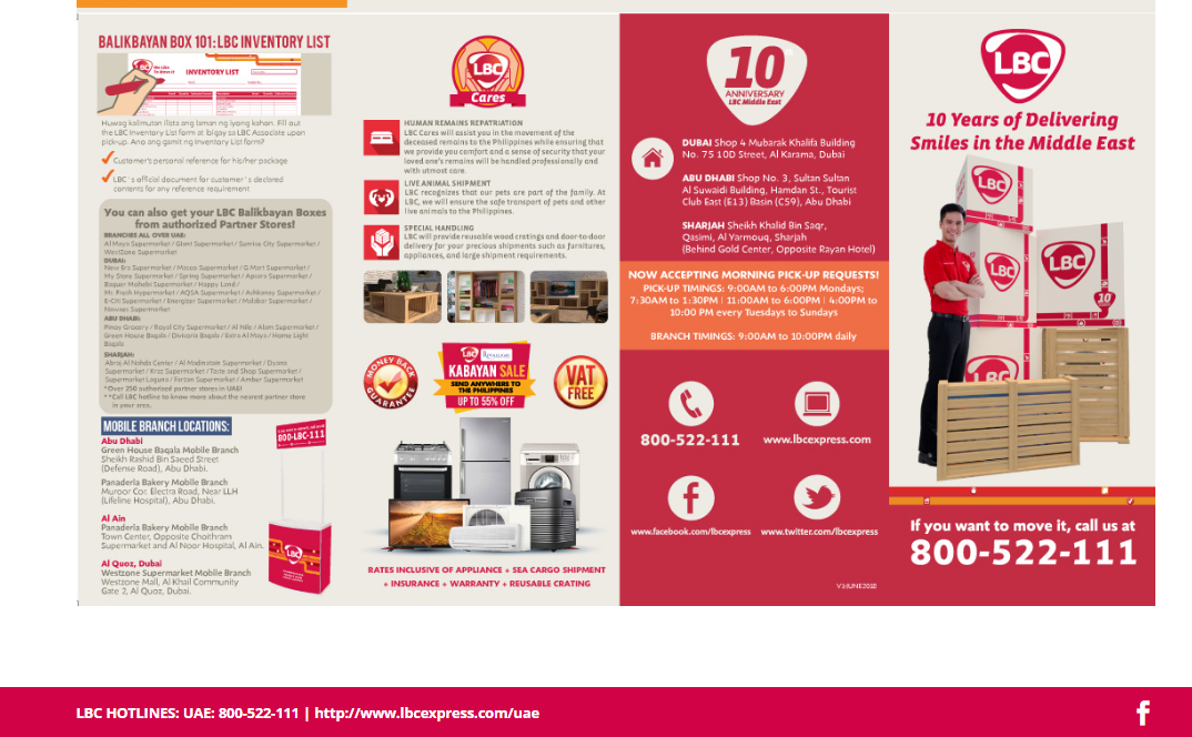 The Filipino Times and LBC roll out online booking for cargo sending ...