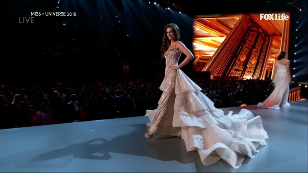 Miss Universe Canada stuns in Michael Cinco dress during evening gown ...