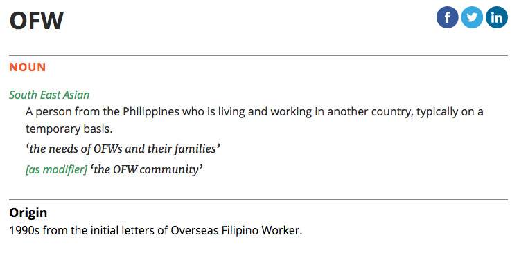‘OFW’ now part of Oxford Dictionary - The Filipino Times