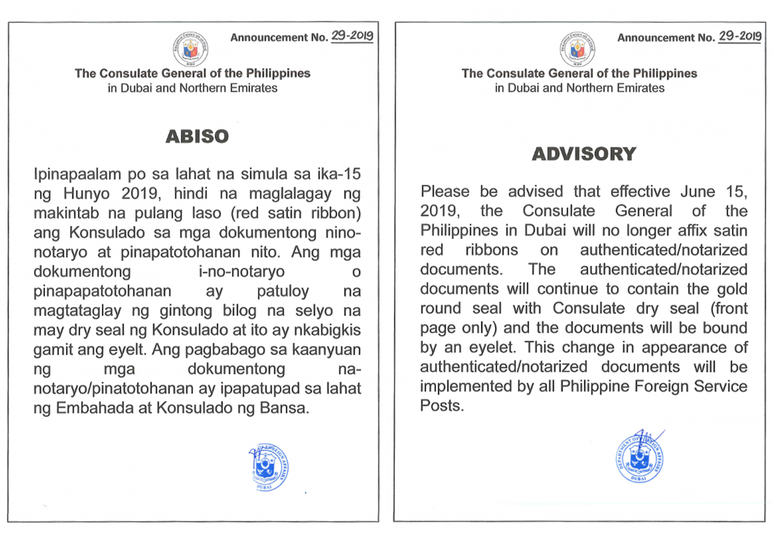 PH Embassy, Consulate to remove red satin ribbons from authenticated ...