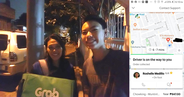 Grab Food rider delivers food 'on foot' - The Filipino Times