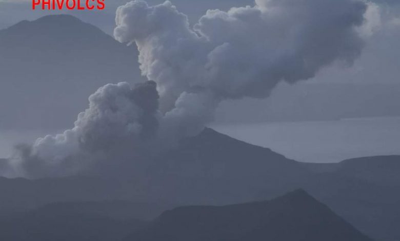 Taal volcano belches stronger steam – Phivolcs – The Filipino Times