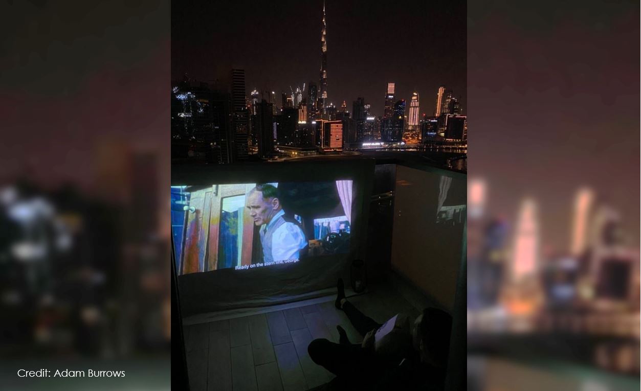 LOOK: Dubai resident turns balcony into outdoor cinema - The Filipino Times