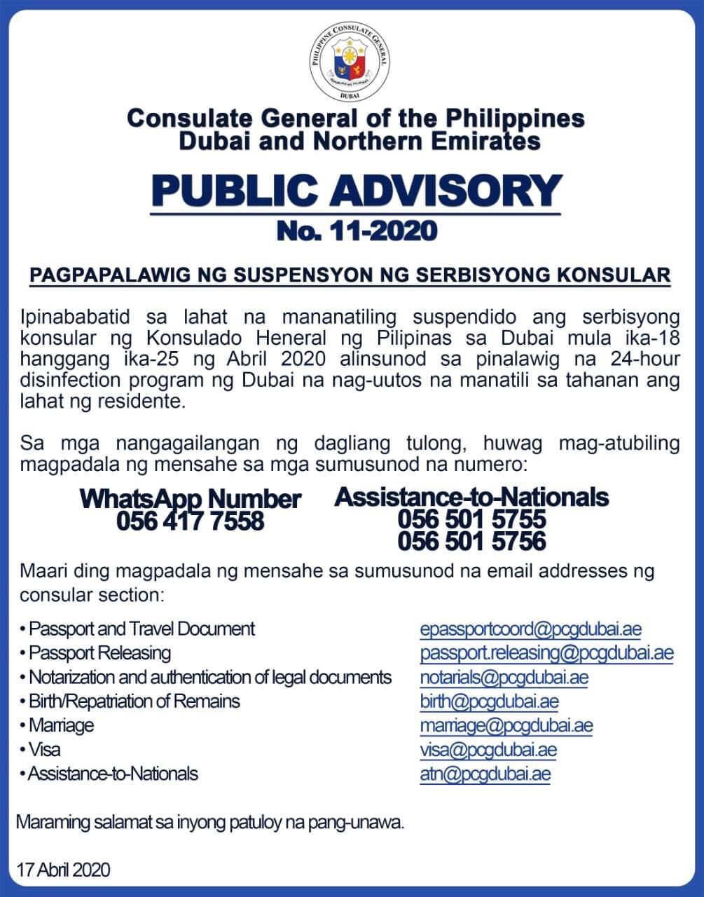 PH Consulate General in Dubai extends suspension of consular services ...