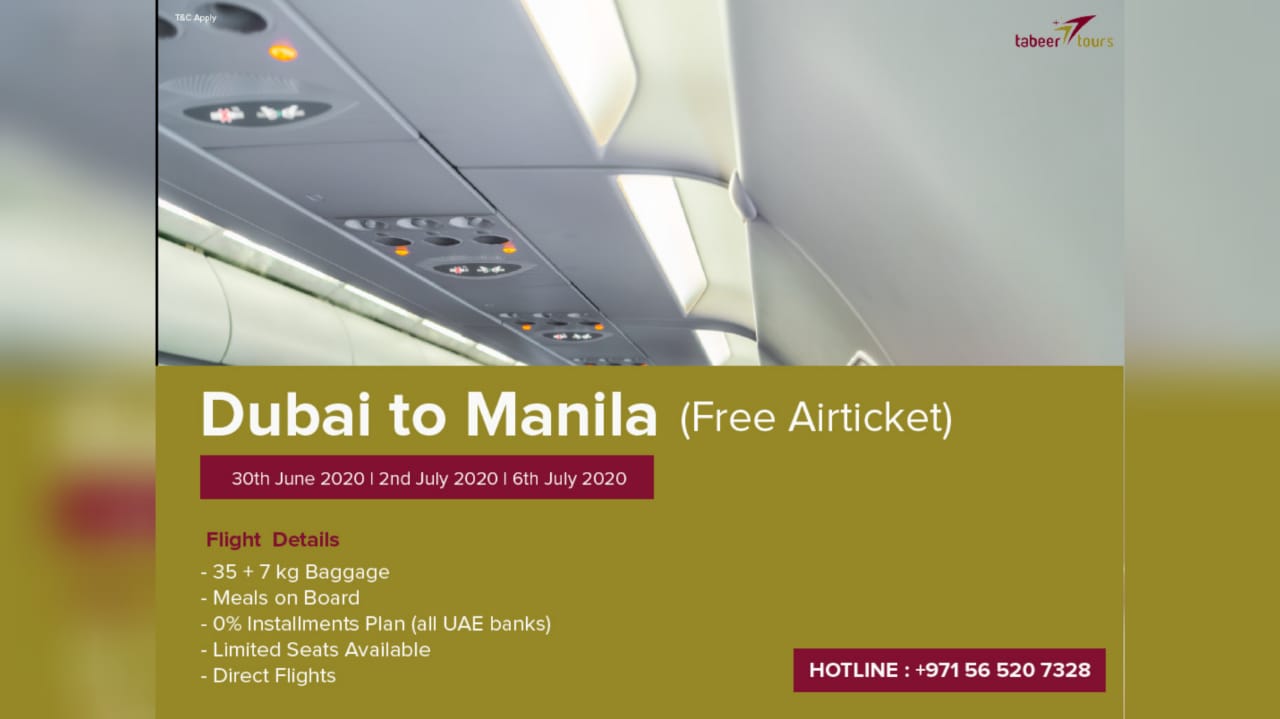 Tabeer Tours now offering free one-way tickets from Dubai to Manila for ...