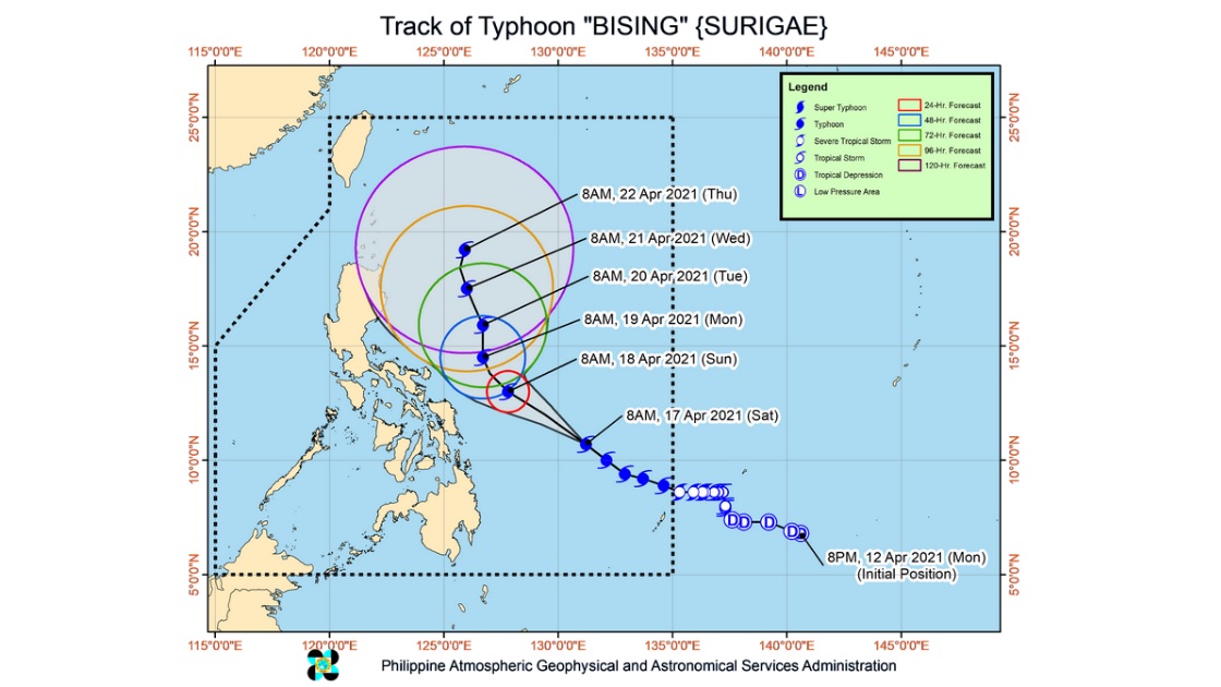 Typhoon Bising slightly intensifies, signal no.1 raised over 14 areas - The Filipino Times