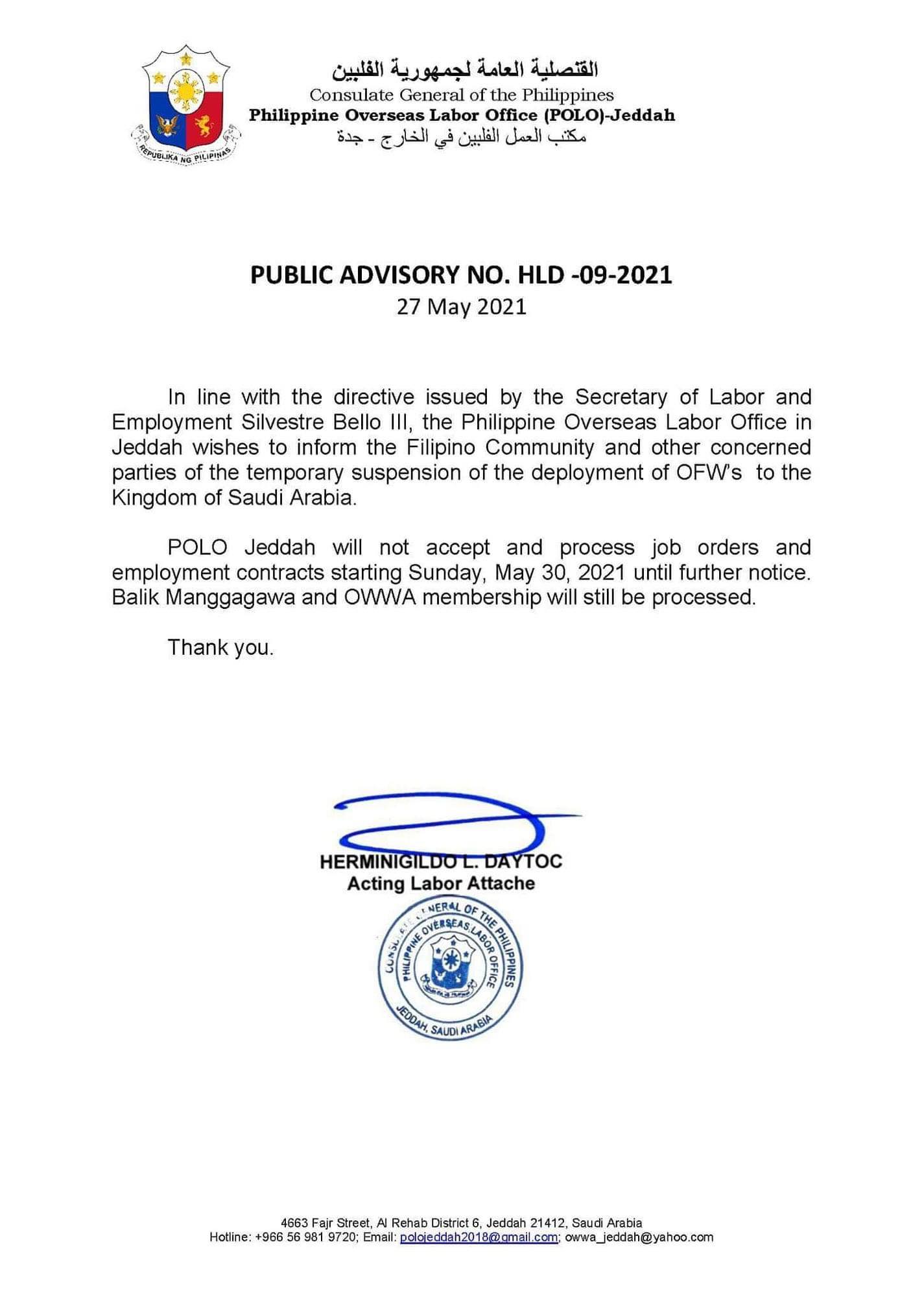 BREAKING: PH suspends deployment of OFWs to Saudi Arabia - The Filipino ...