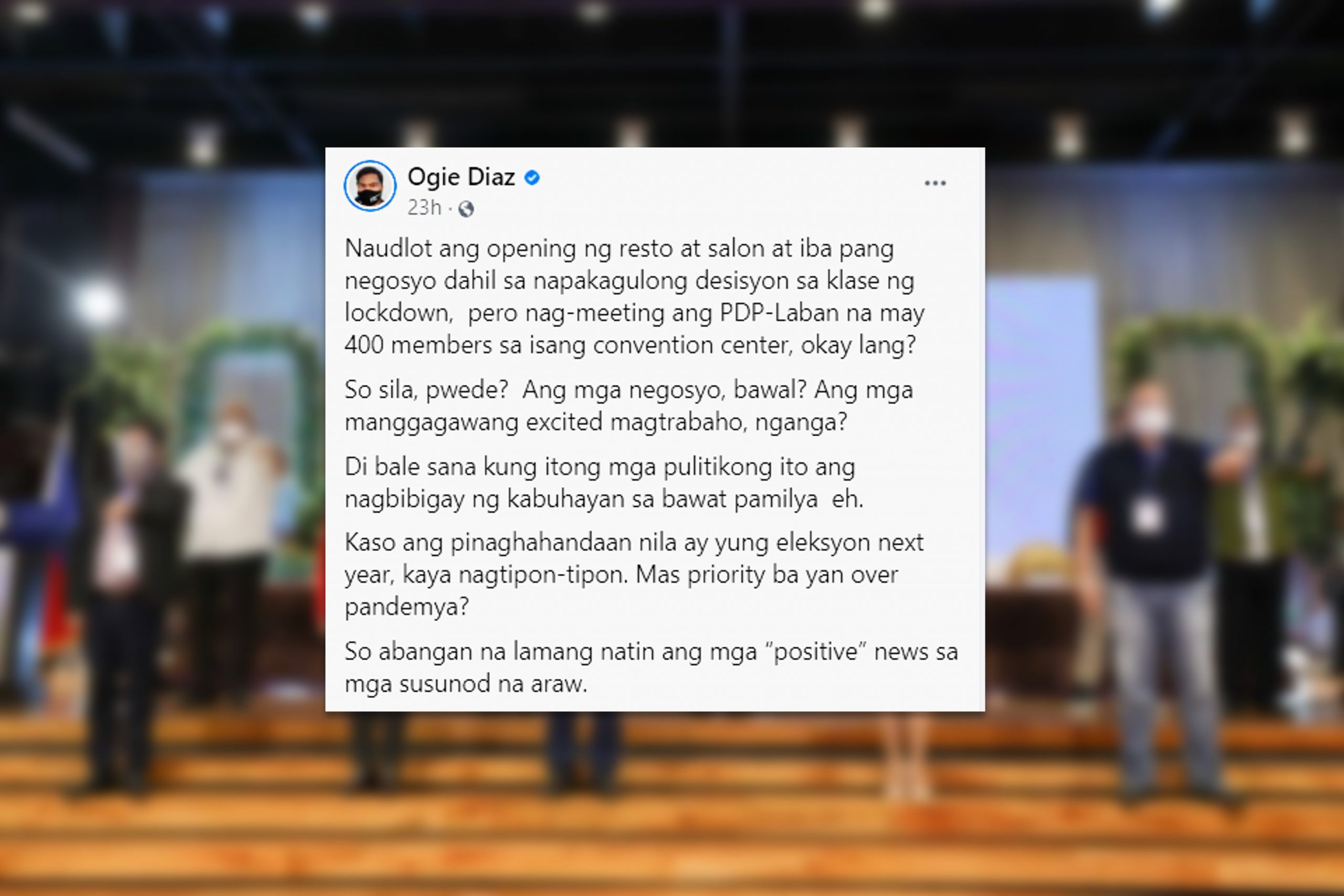 ‘So sila pwede, mga manggagawa nganga?’: Ogie Diaz hits PDP-Laban mass ...