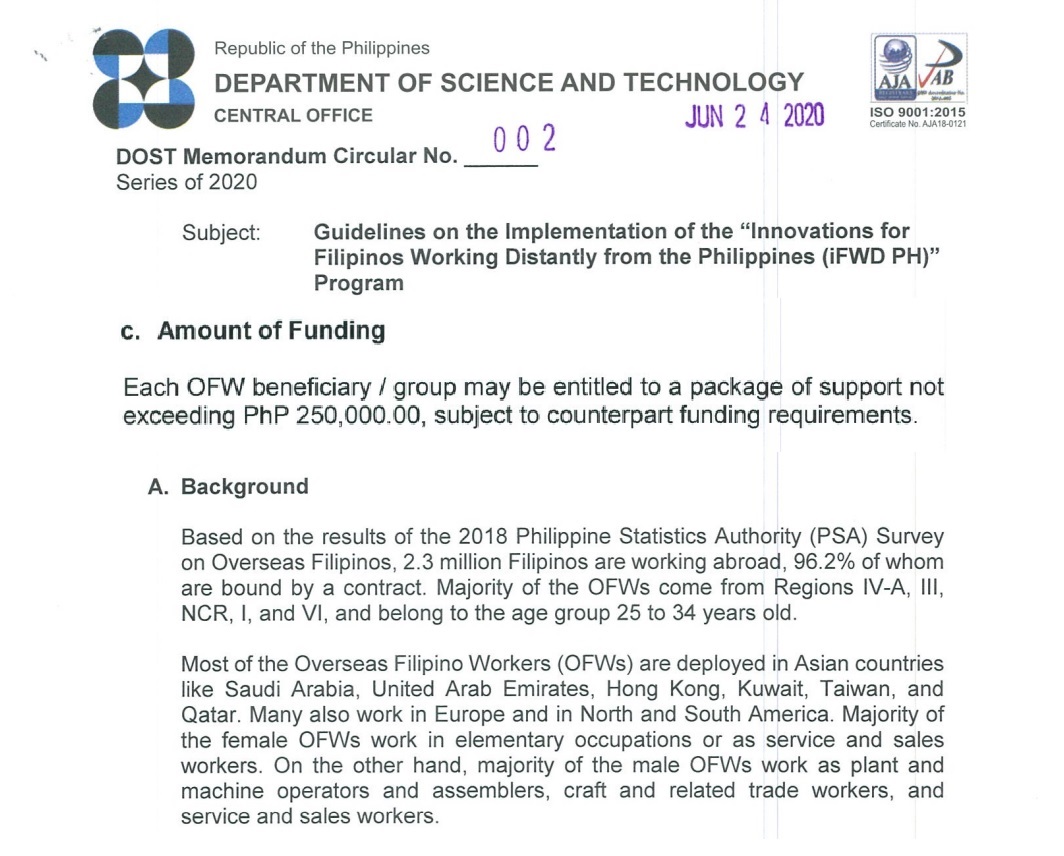 DID YOU KNOW? DOST's livelihood program offers up to Php 250,000 for ...