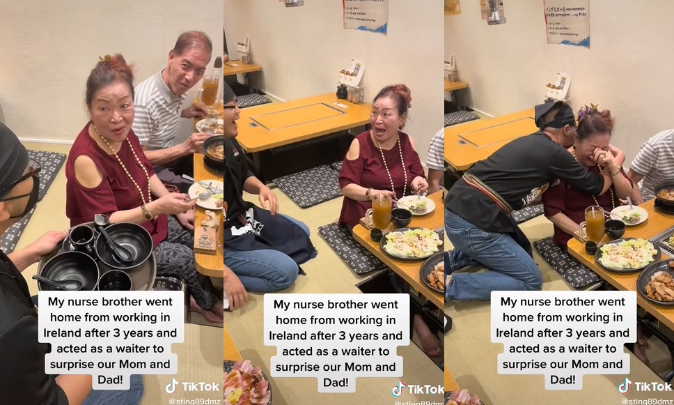 WATCH: OFW nurse poses as waiter to surprise parents at his mom's ...