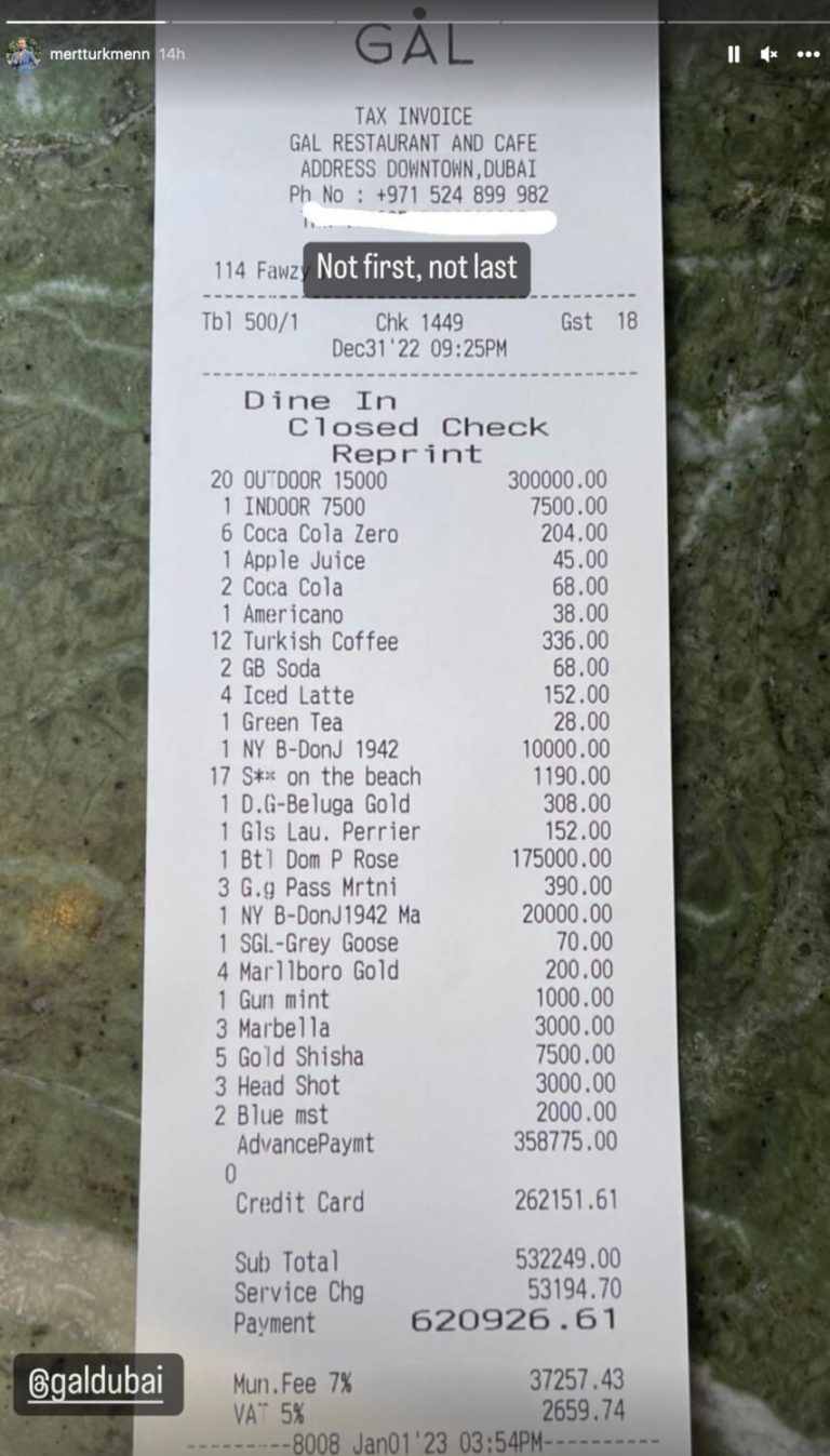 VIRAL: New Year’s Eve resto bill in Dubai for 18 pax costs P9.4 million - The Filipino Times