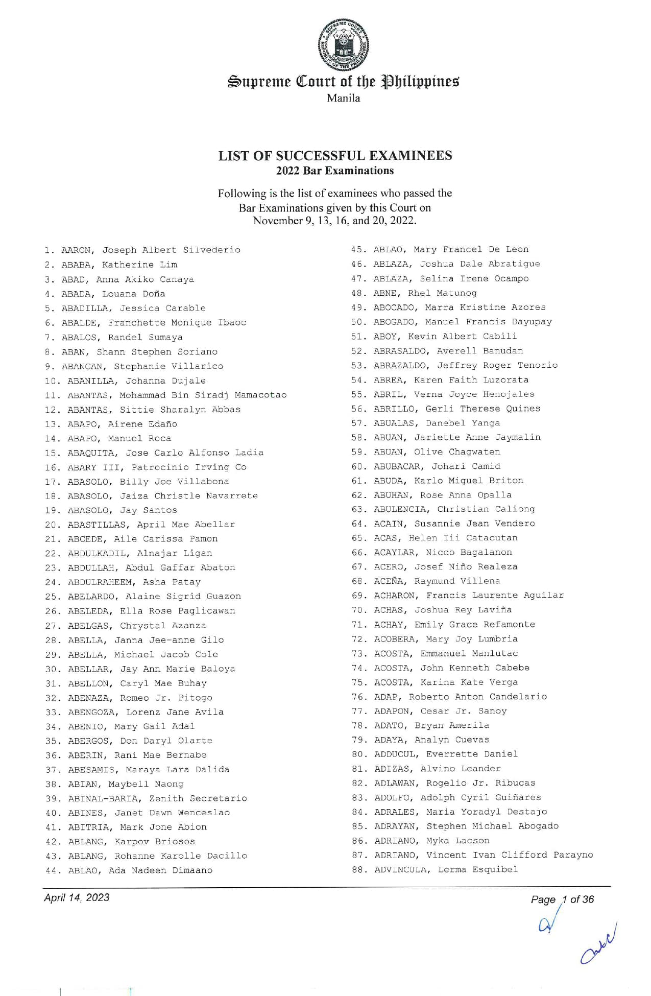 Supreme Court announces 2022 Philippine bar exam results - The Filipino ...