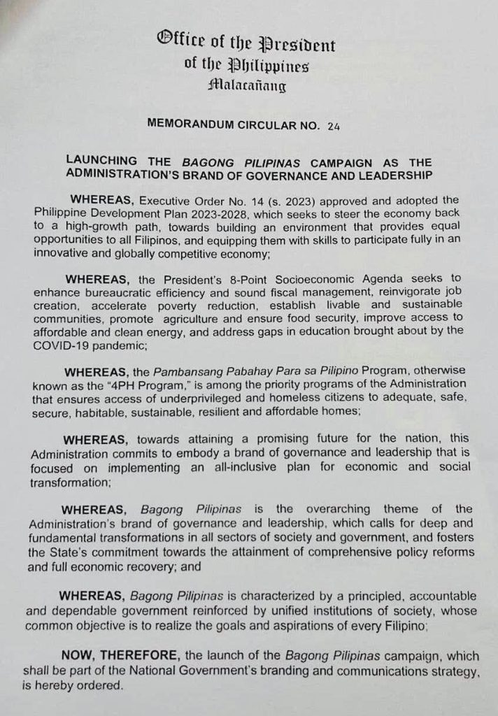 President Ferdinand Marcos Jr. implements "Bagong Pilipinas" brand of ...
