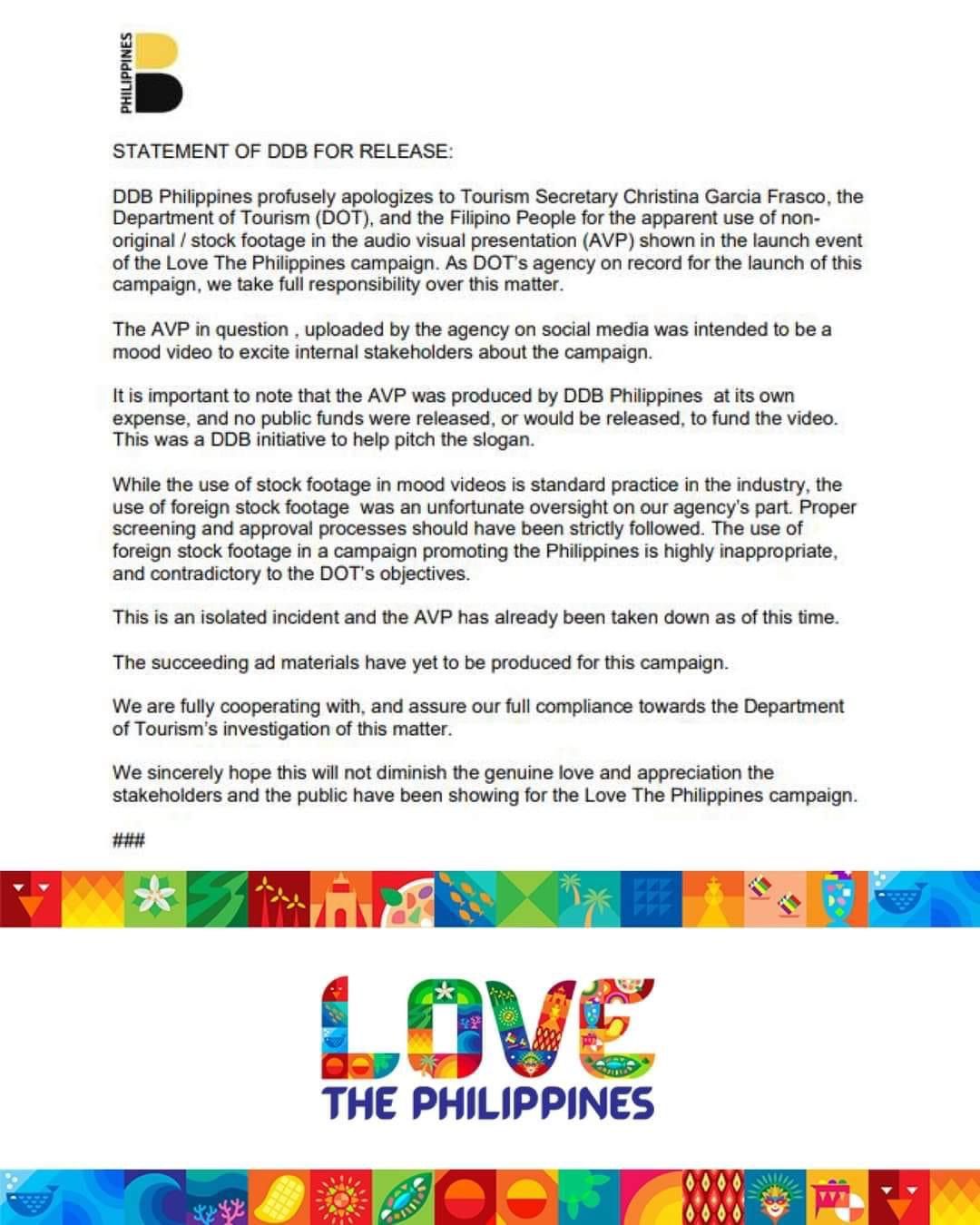 DOT probes ‘stock footage’ in tourism video - The Filipino Times