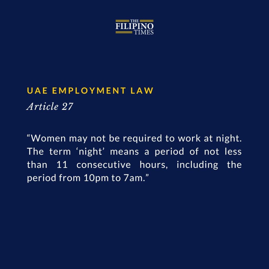 OFW Guide: Guidelines for women working night shifts in the UAE - The ...