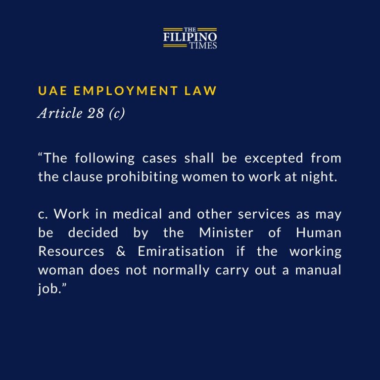 OFW Guide: Guidelines for women working night shifts in the UAE - The ...