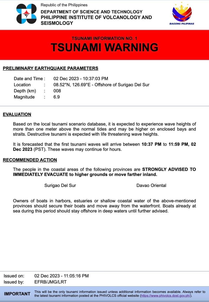Magnitude 6.9 earthquake rocks Mindanao, Philippines, tsunami warning ...