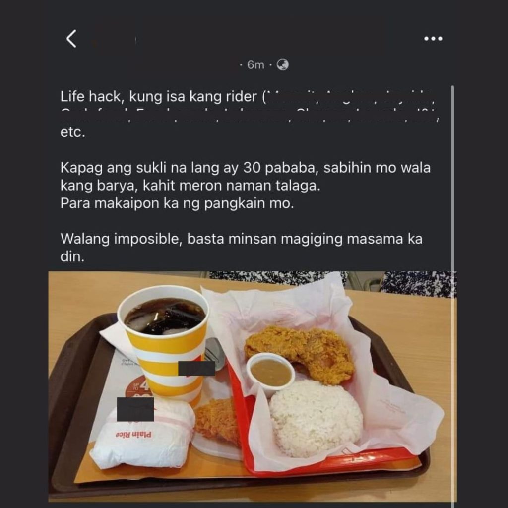Delivery rider in PH doesn’t give change to save for food - The ...