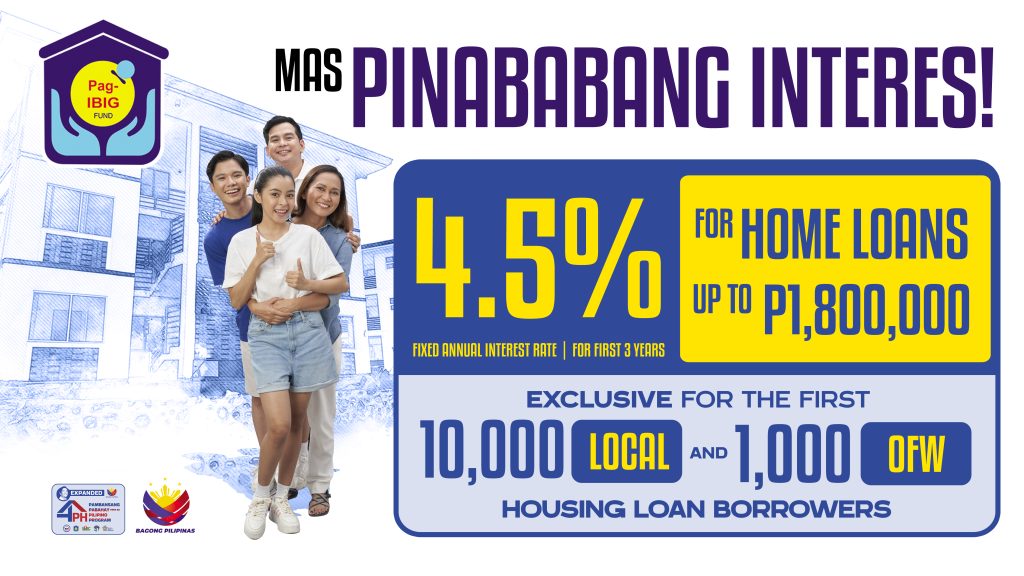 Pag-IBIG Fund to offer special 4.5% rate for home loans up to P1.8 ...