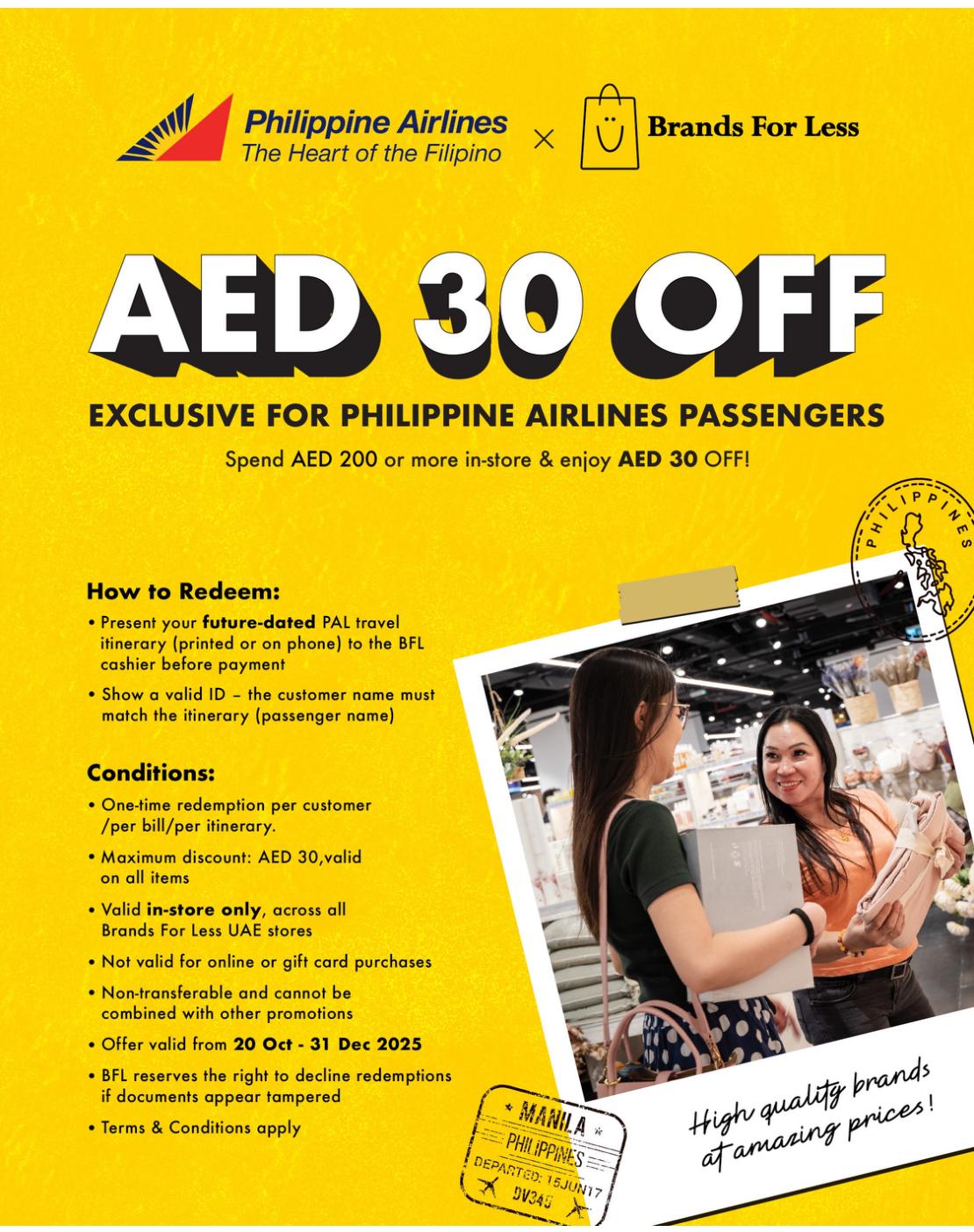 Fly and shop: Philippine Airlines passengers get AED 30 off at Brands ...